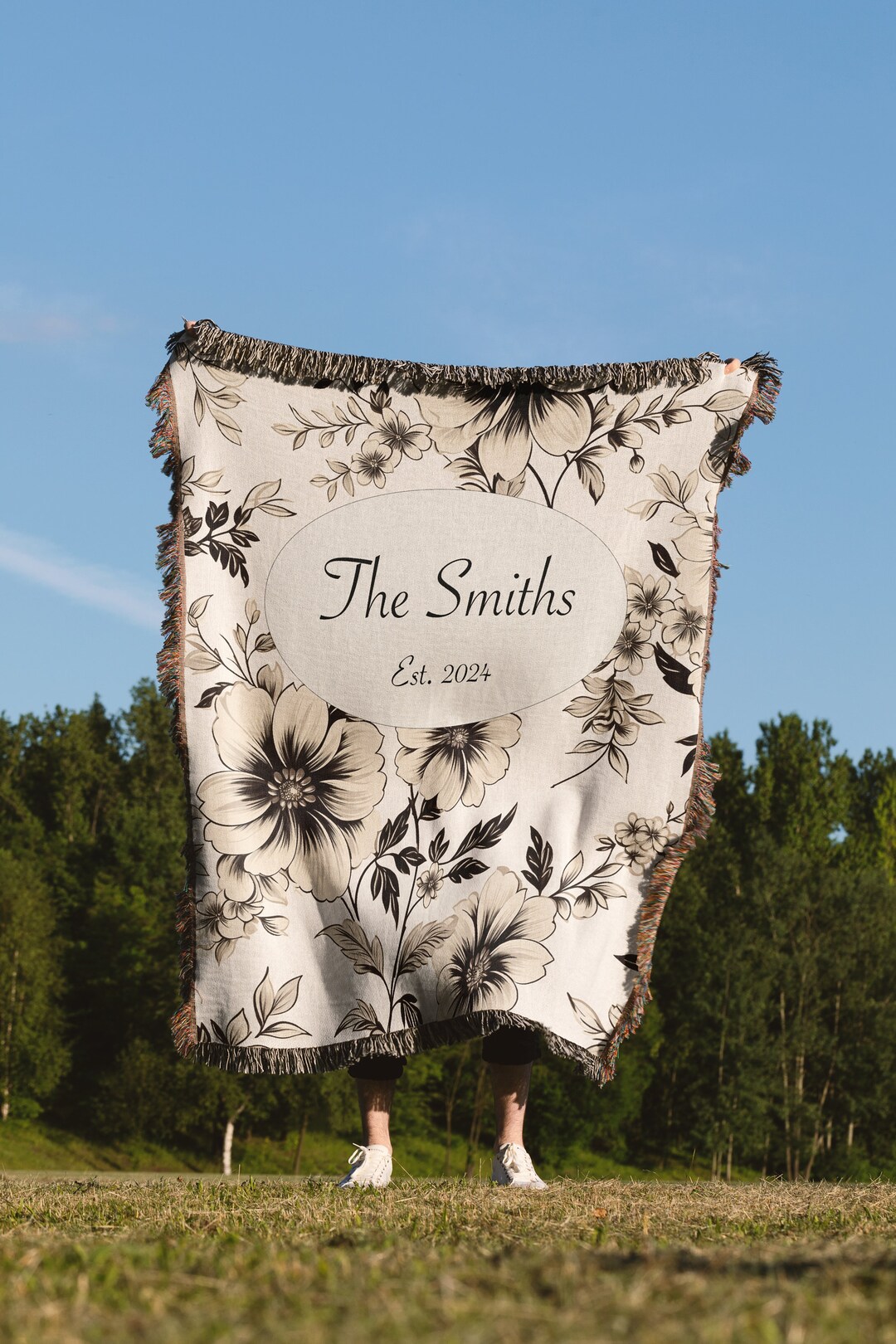 Personalized Wedding Gift | Custom Baby Shower Woven Blanket | Unique ...