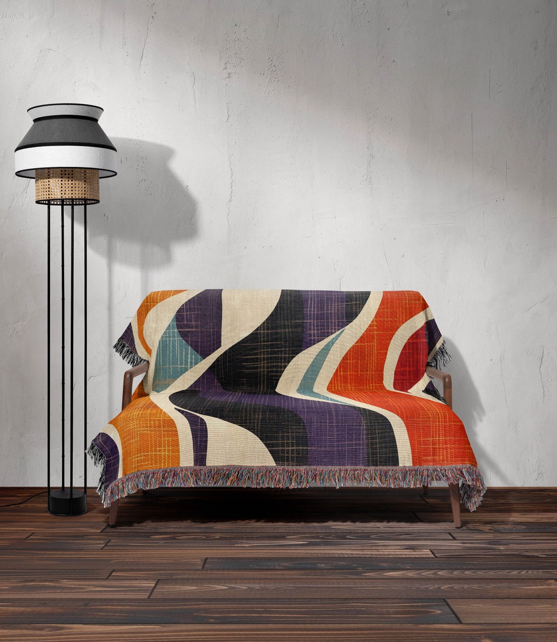 Midcentury Modern Groovy Pattern Woven Blanket Retro Home Decor ...