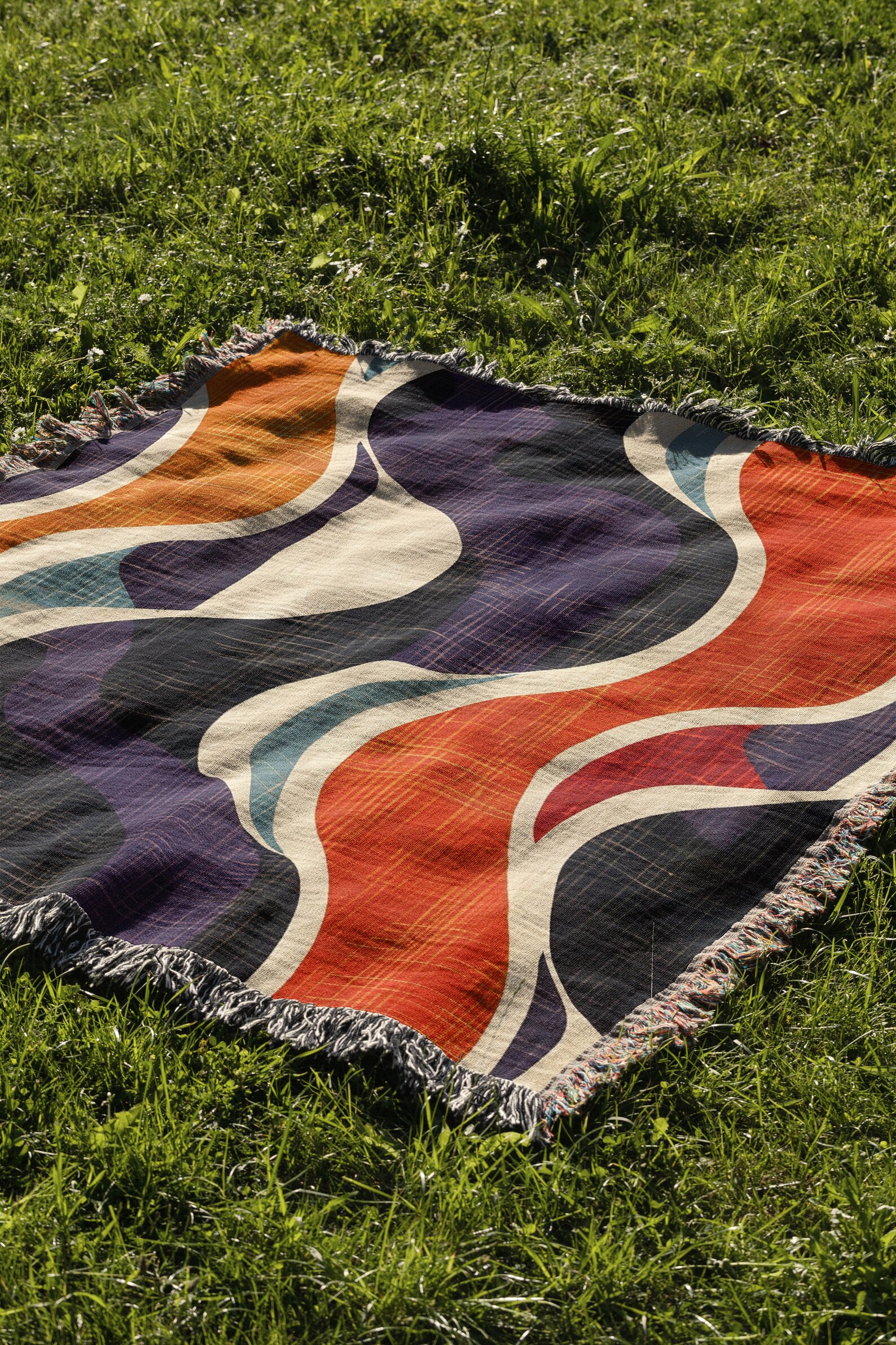 Midcentury Modern Groovy Pattern Woven Blanket - Retro Home Decor ...