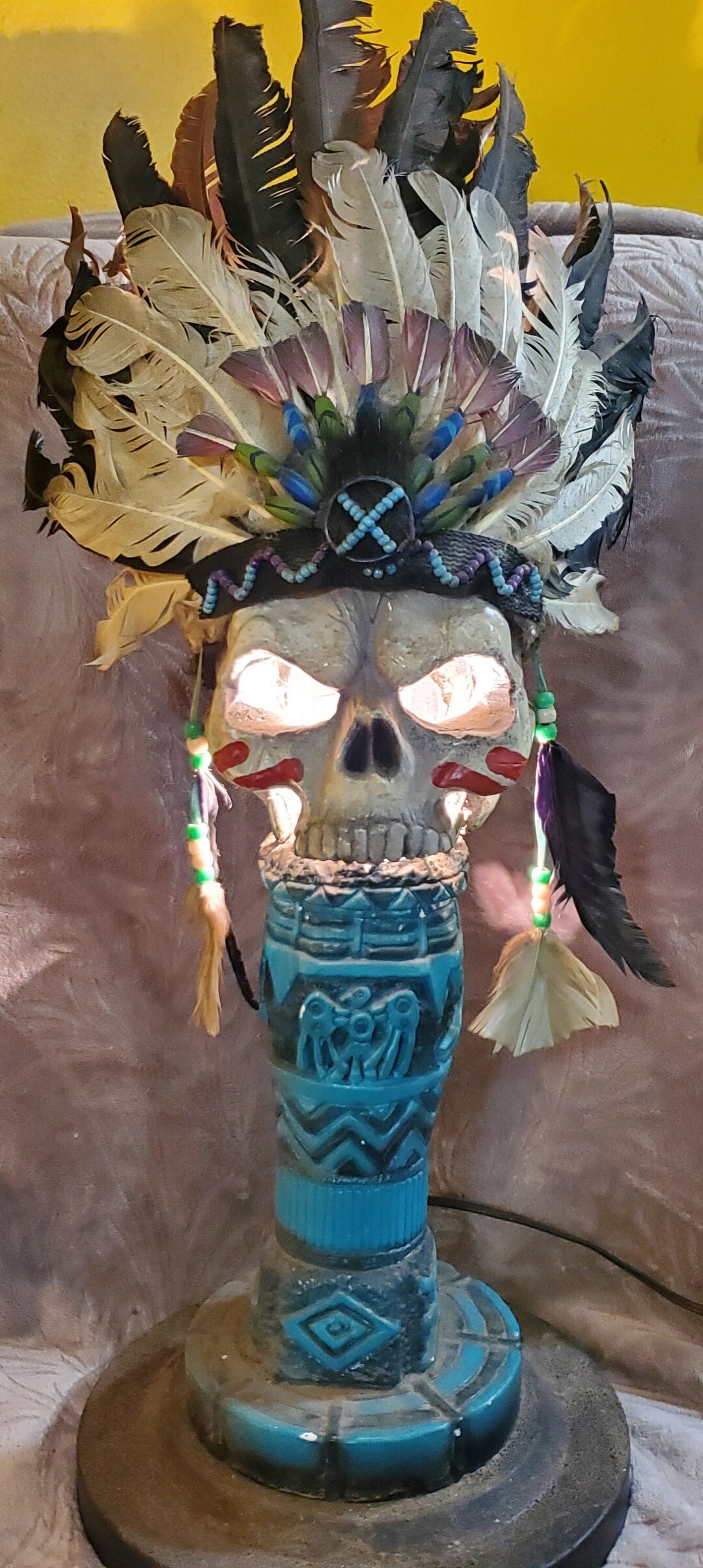 Indigenous Style Skull Table Lamp - Etsy