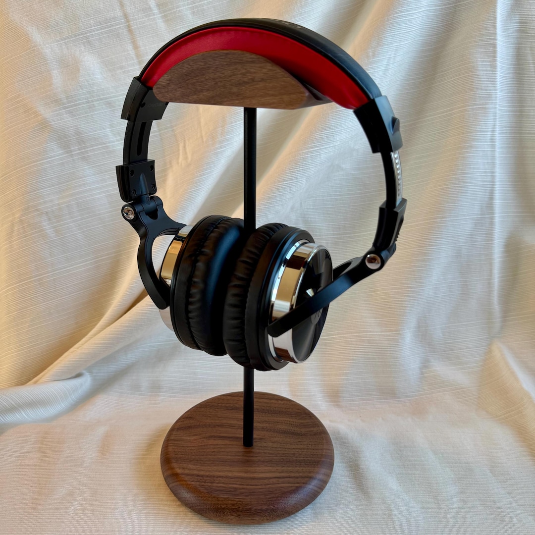 Walnut Headphone Stand: Modern Minimalist Headset Holder - Etsy