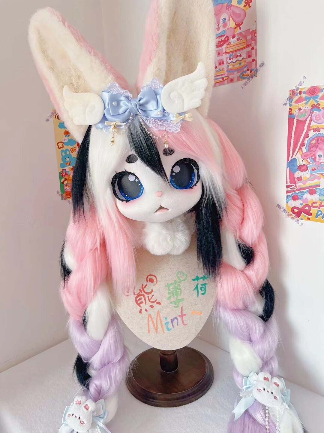 Fursuit Kig Head Clouds Rabbit Set With Paws and Movable Furry Ears ...