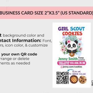 2025 Girl Scout Cookie Business Card With QR Code, Girl Scout Printable ...