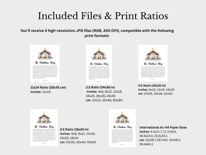 Christmas Story Nativity Printable, Holiday Bible Verse Print, Modern ...