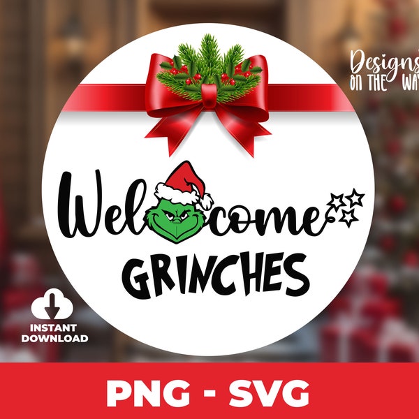 Grinch Welcome Sign Svg - Etsy