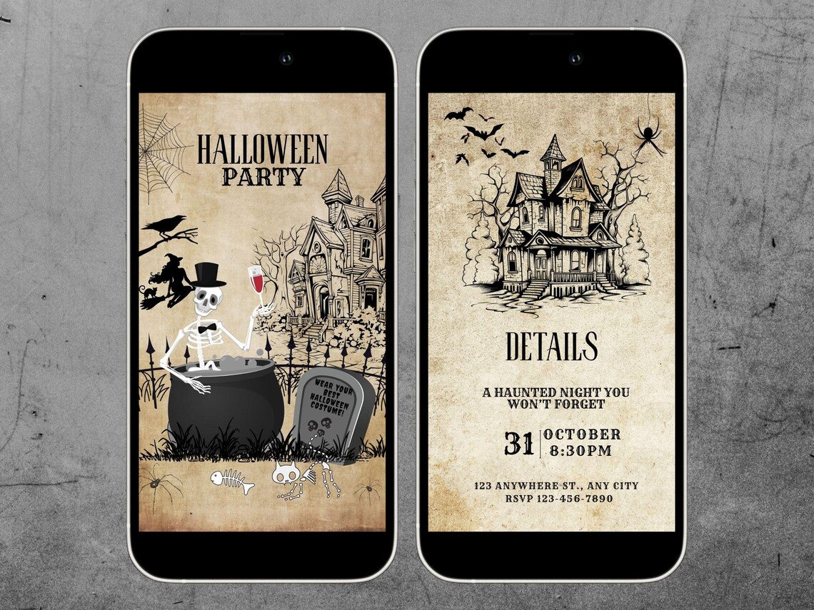 Halloween Invite, Spooky Party Invite, Skeleton Costume Party ...