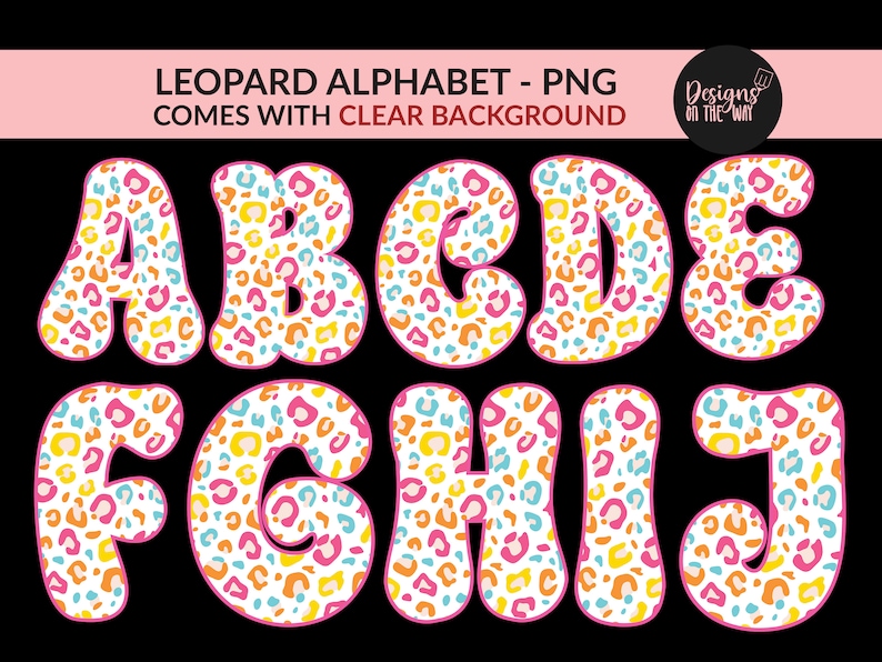 Retro Leopard Print Alphabet Letters PNG Bundle, Leopard Print Animal ...