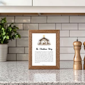 Christmas Story Nativity Printable, Holiday Bible Verse Print, Modern ...