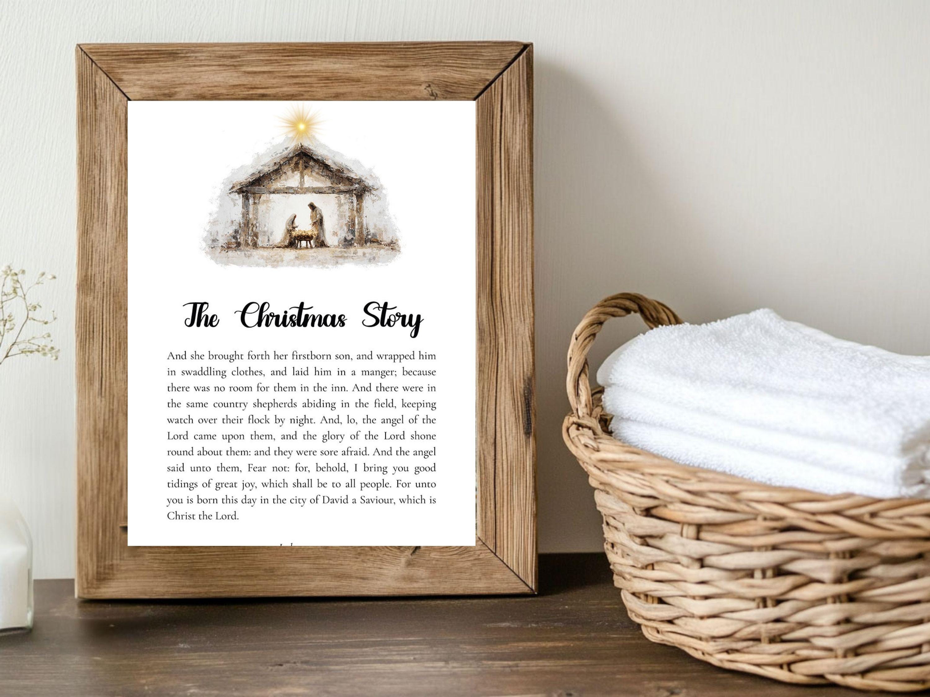 Christmas Story Nativity Printable, Holiday Bible Verse Print, Modern ...
