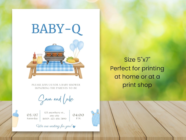 BBQ Shower Invitation – Baby Q Invitation Minimalist – Boy Backyard BBQ ...