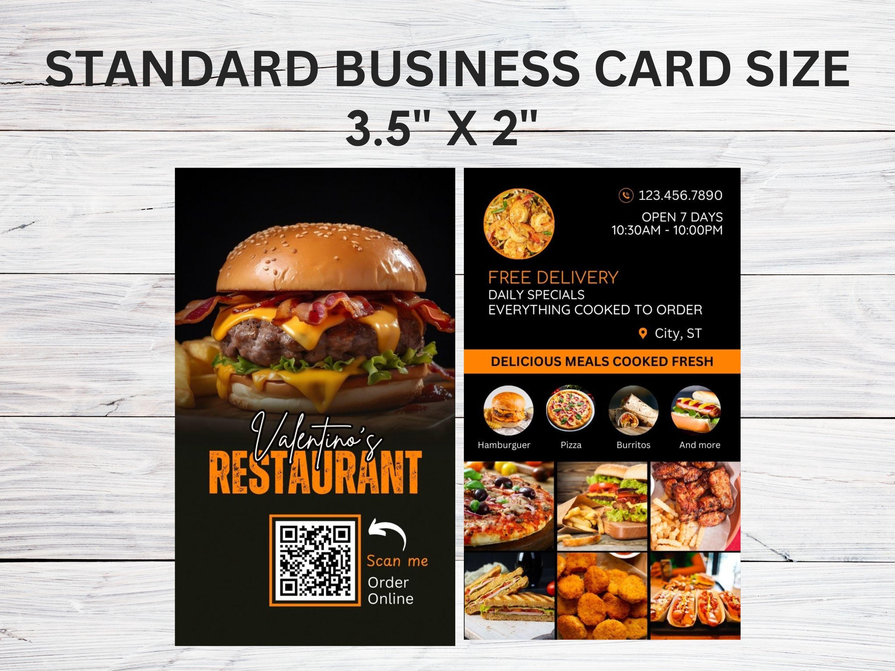 Restaurant Business Card Template, Food Business Card With Qr Code ...