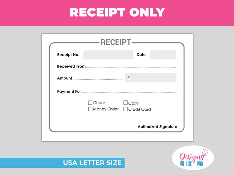 Printable Receipt Template With Copy Client and Office, Small Business ...