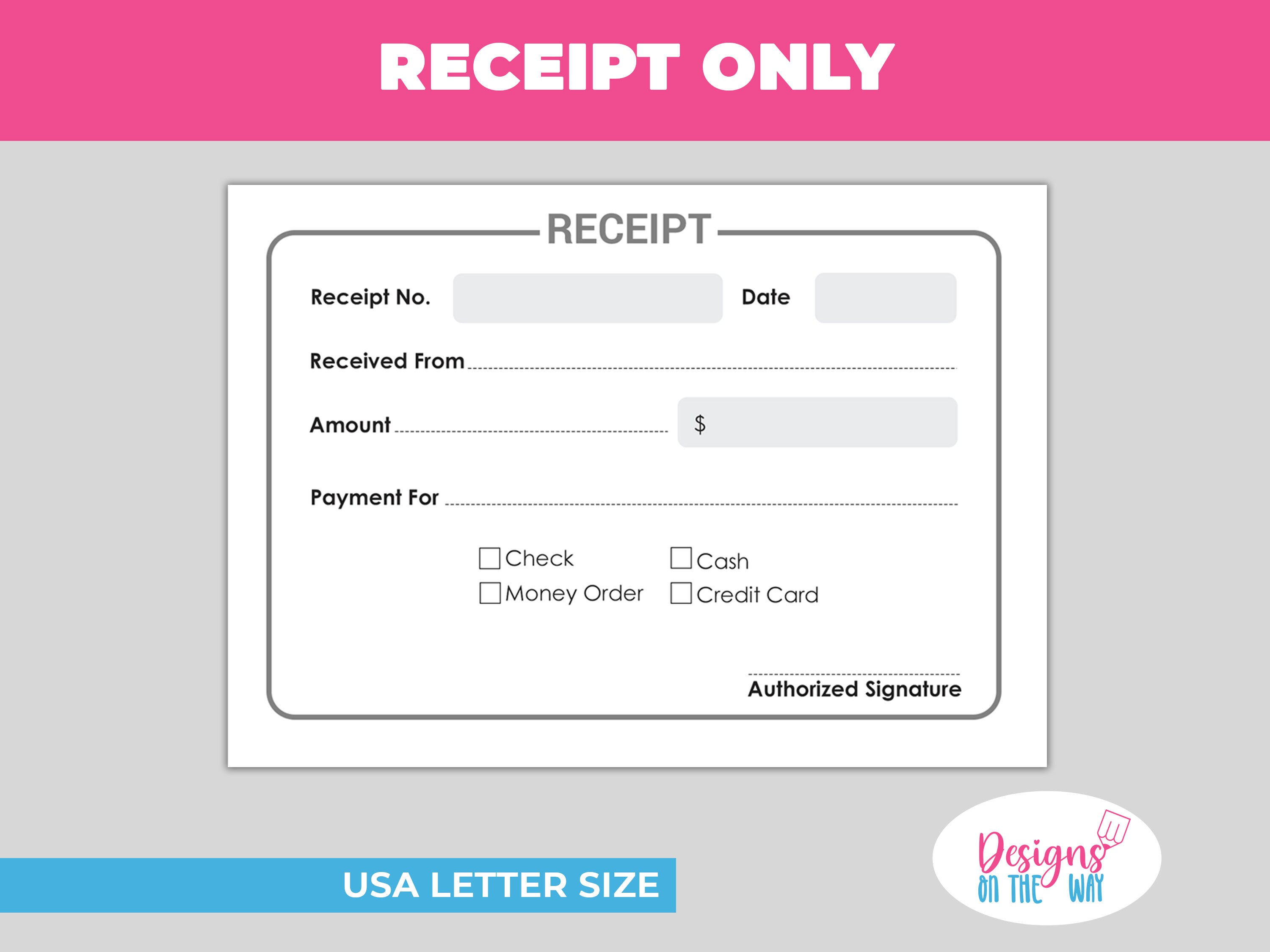 Printable Receipt Template With Copy Client and Office, Small Business ...