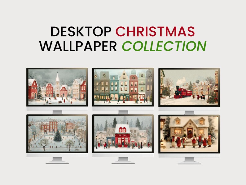 Christmas Wallpaper Download Bundle, Cityscape Desktop Backgrounds ...