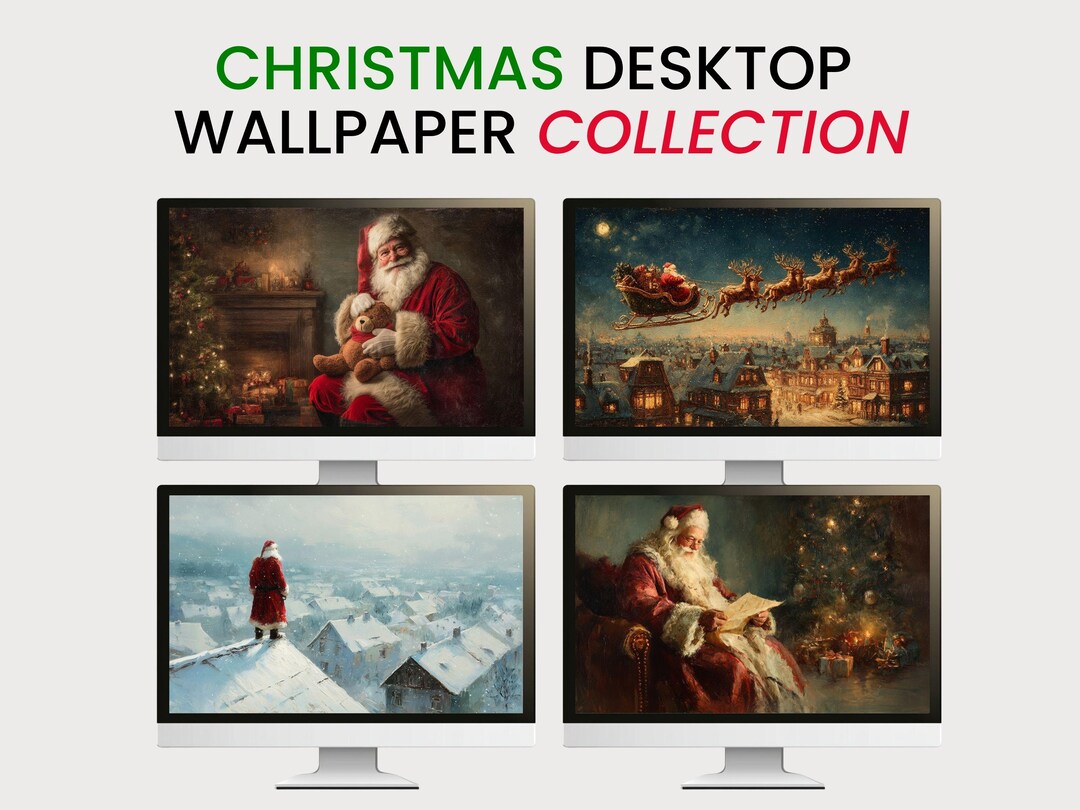Christmas Desktop Wallpaper Bundle – Aesthetic Holiday Backgrounds ...