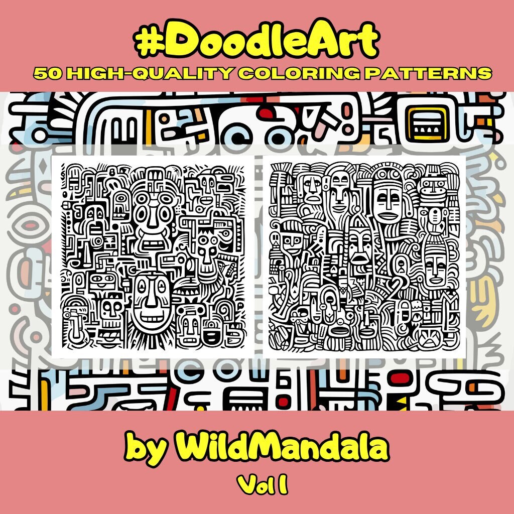 50 Doodle Mandala Patterns for Coloring, Random Patterns for Coloring ...
