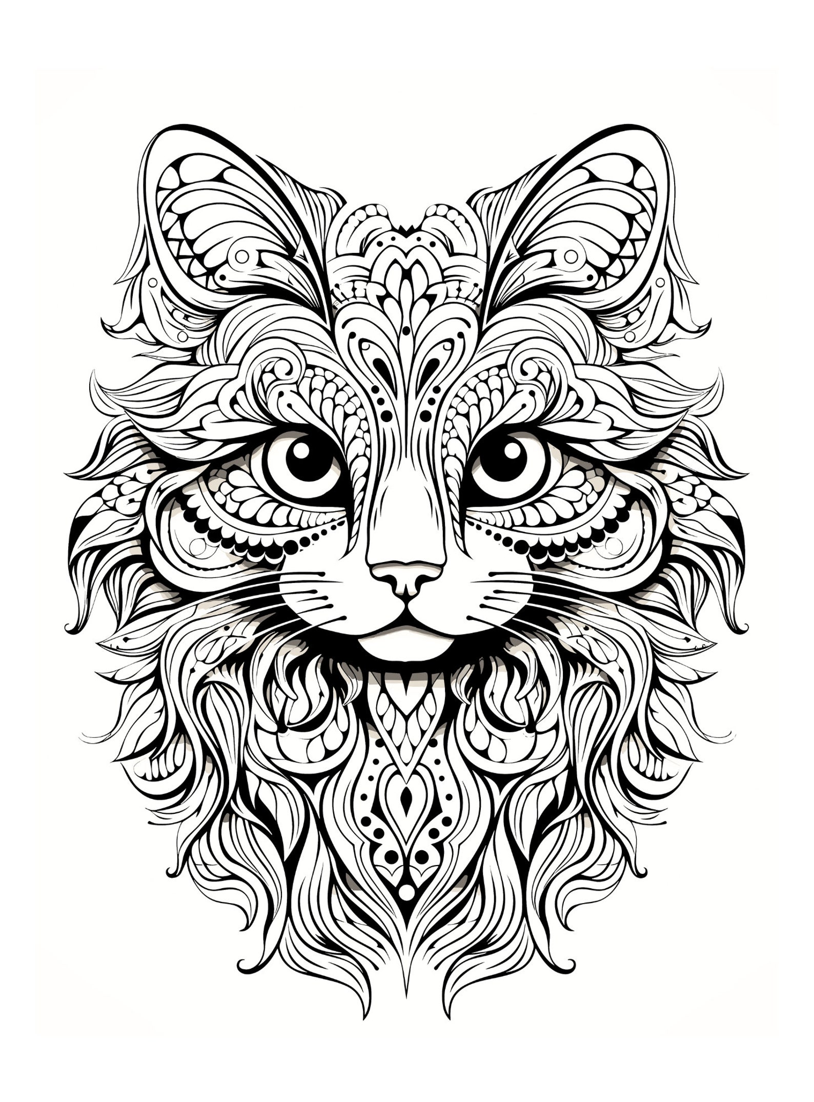 30 Mandala Cats for Coloring, High-quality Coloring Pages, Adult ...