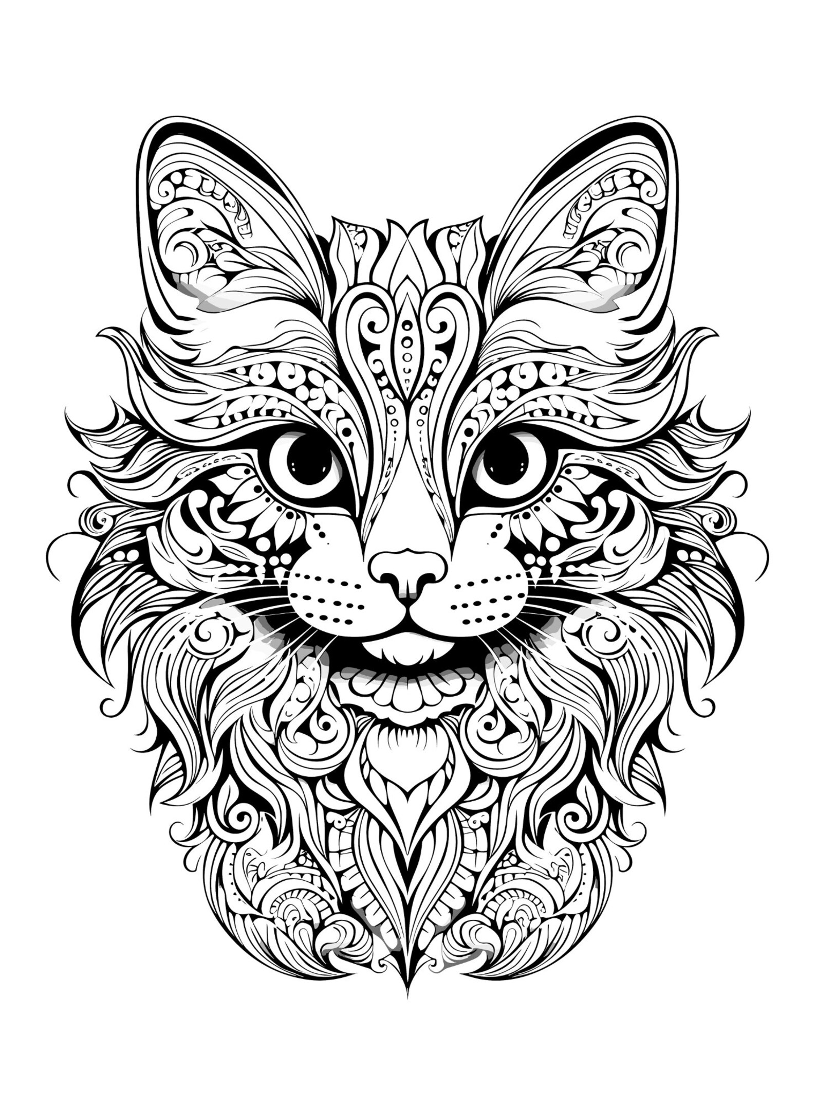30 Mandala Cats for Coloring, High-quality Coloring Pages, Adult ...
