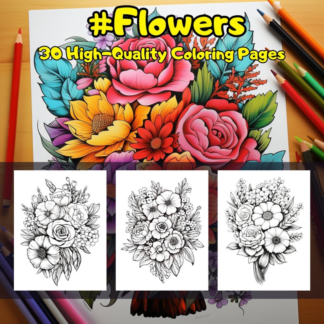 30 Flowers Coloring Pages, Flower Designs for Coloring, Floral Mandalas ...