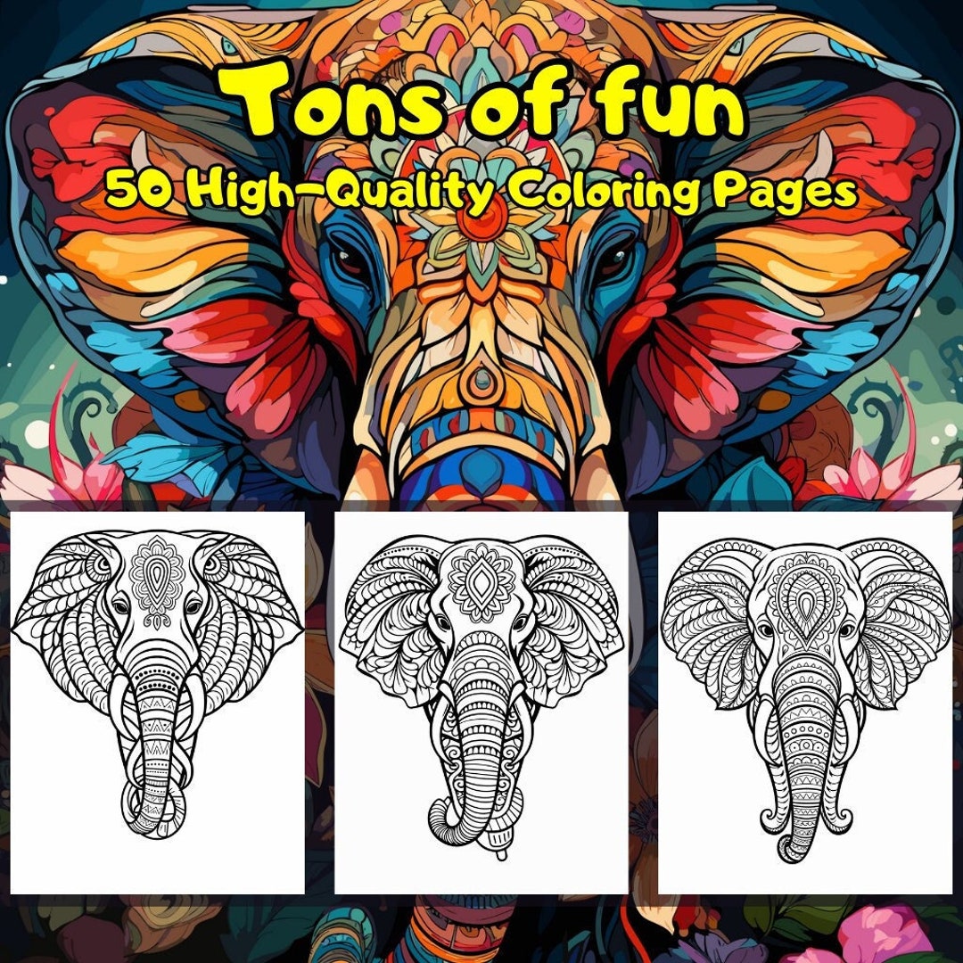 Elephant Mandalas, 50 Elephant Mandala Style Designs for Mindfulness ...