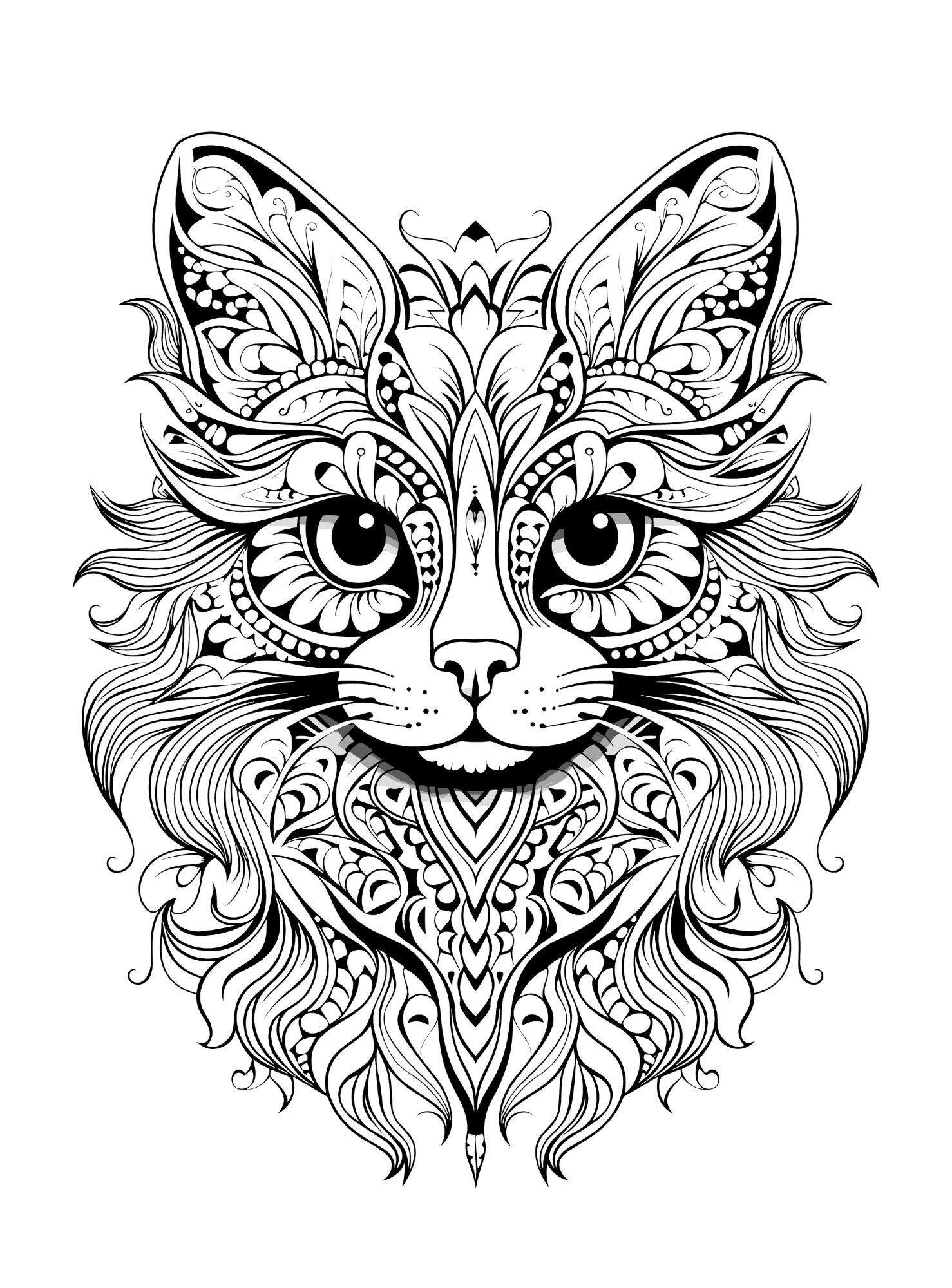 30 Mandala Cats for Coloring, High-quality Coloring Pages, Adult ...