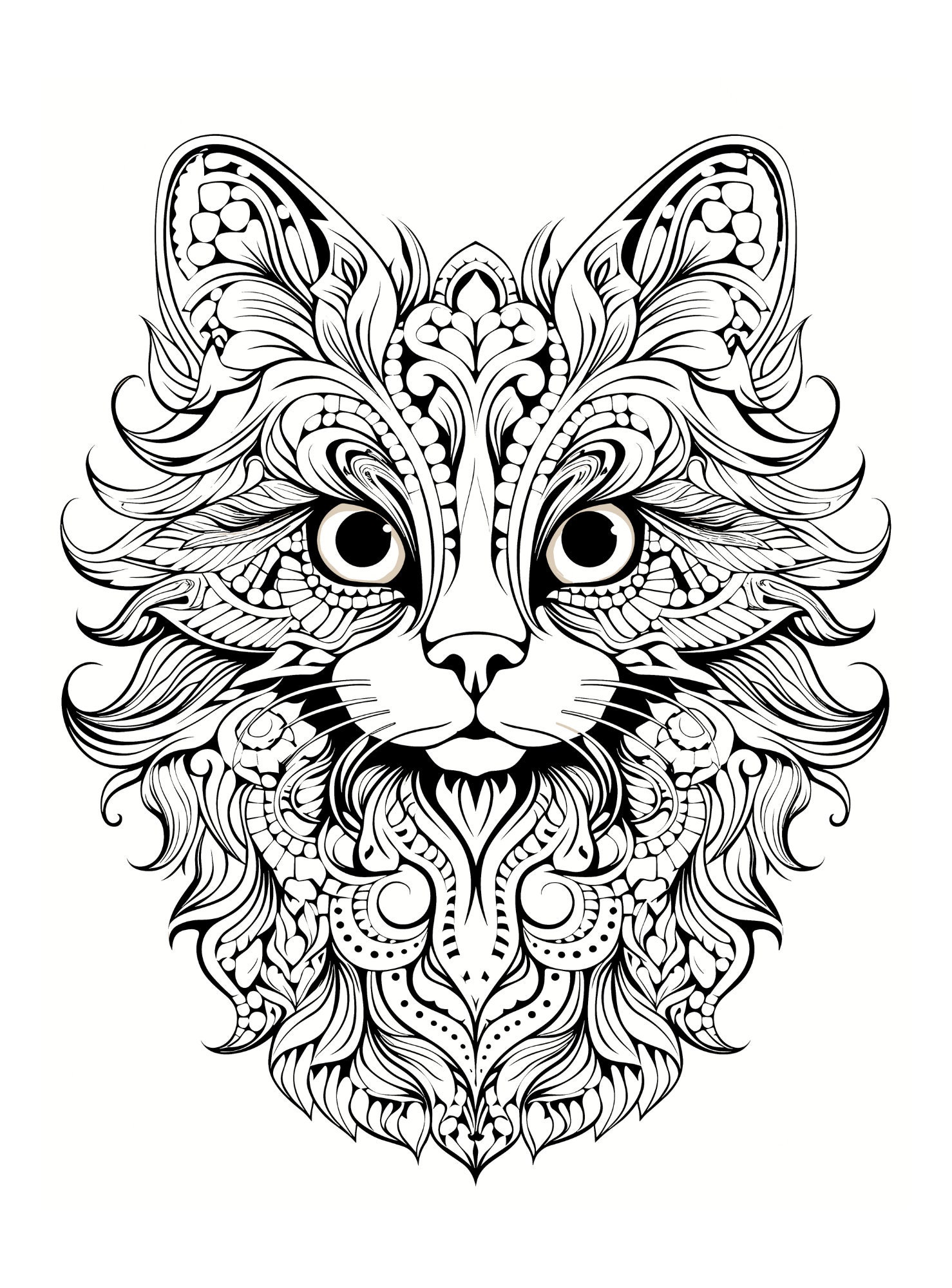 30 Mandala Cats for Coloring, High-quality Coloring Pages, Adult ...