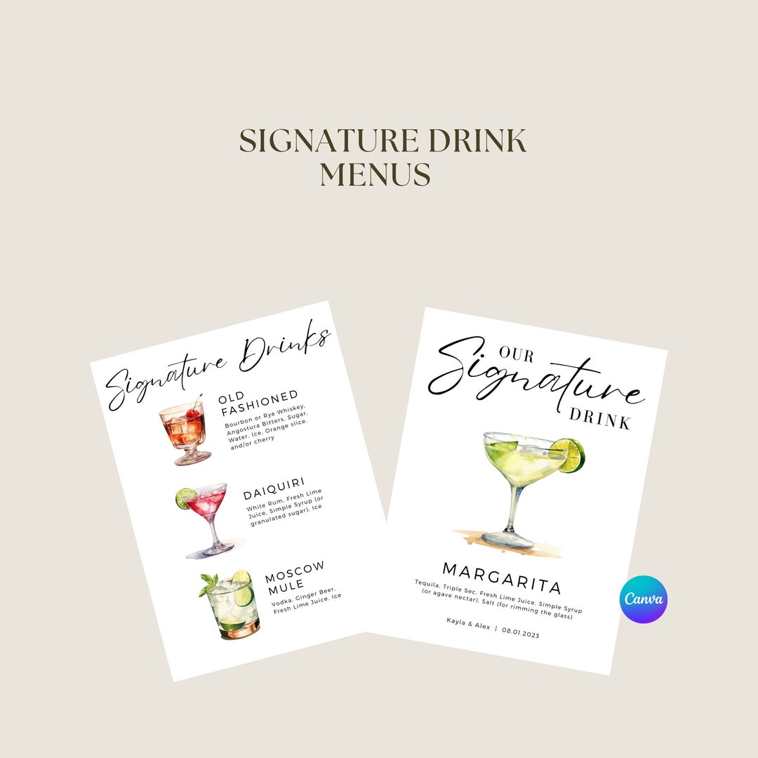 Editable Signature Drink Menus - Etsy