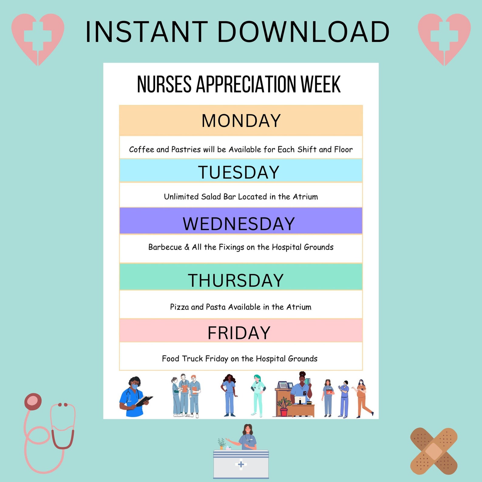 Editable Nurse Appreciation Week Flyer|nurse Week Schedule Flyer ...