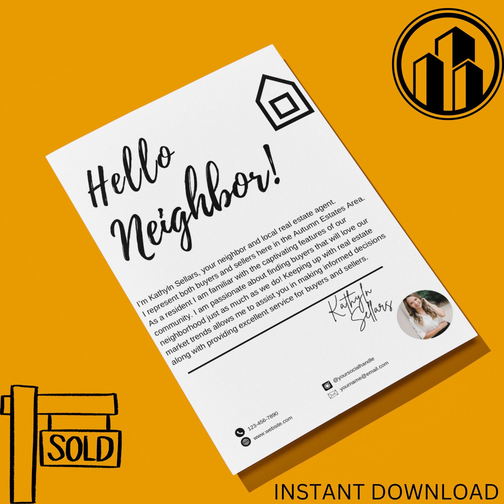 Hello Neighbor Real Estate Letter|real Estate Marketing|real Estate ...