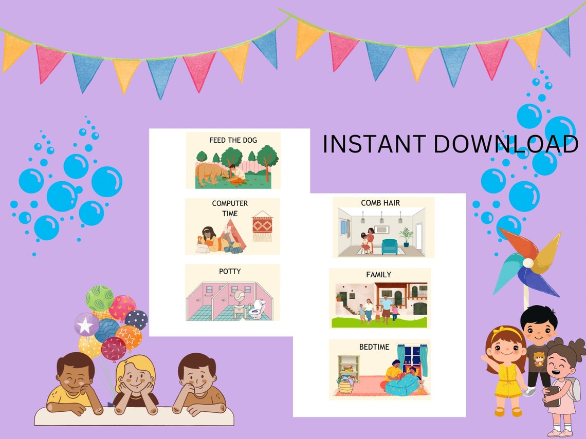 Visual Morning Routine Schedule for Kids Printable Visual Chore Chart ...