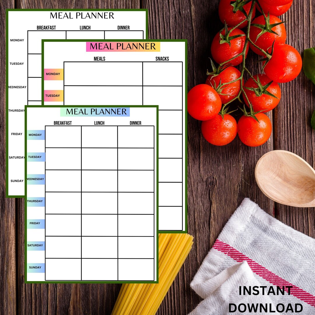 Weekly Meal Planner Bundle Printable Templatesimple Meal and Snacks ...