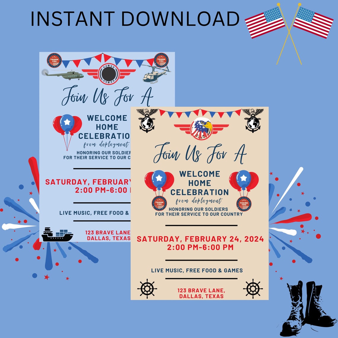 Welcome Home Deployment Invite Editable Template Military Homecoming ...
