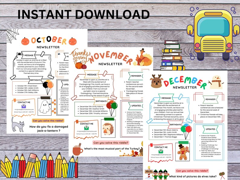 Newsletter Templateeditable Newsletter Monthly Newsletter - Etsy