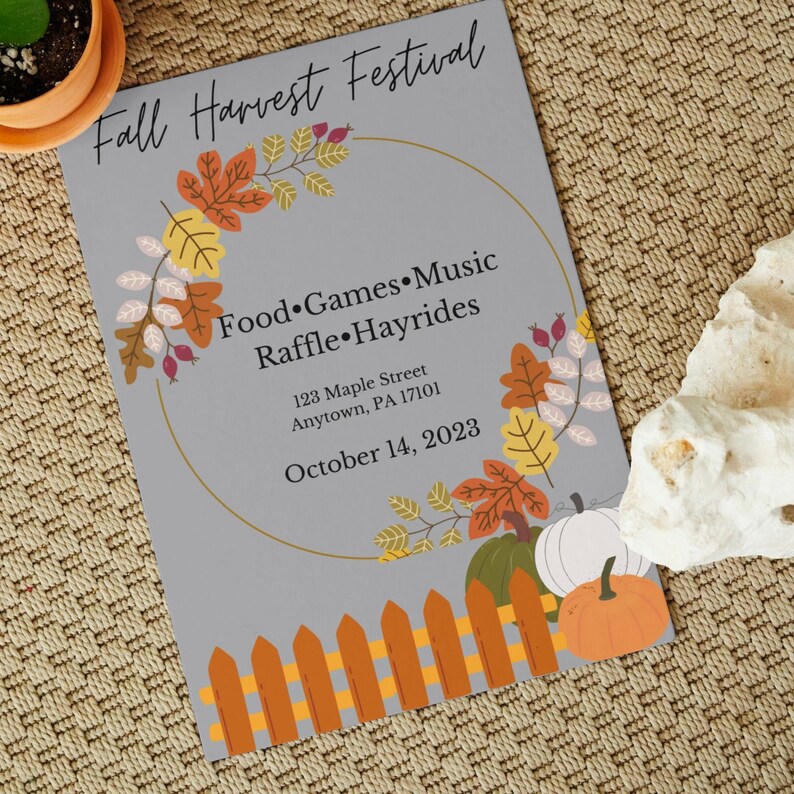 Fall Harvest Festival Invitation | Editable Template (digital Download ...