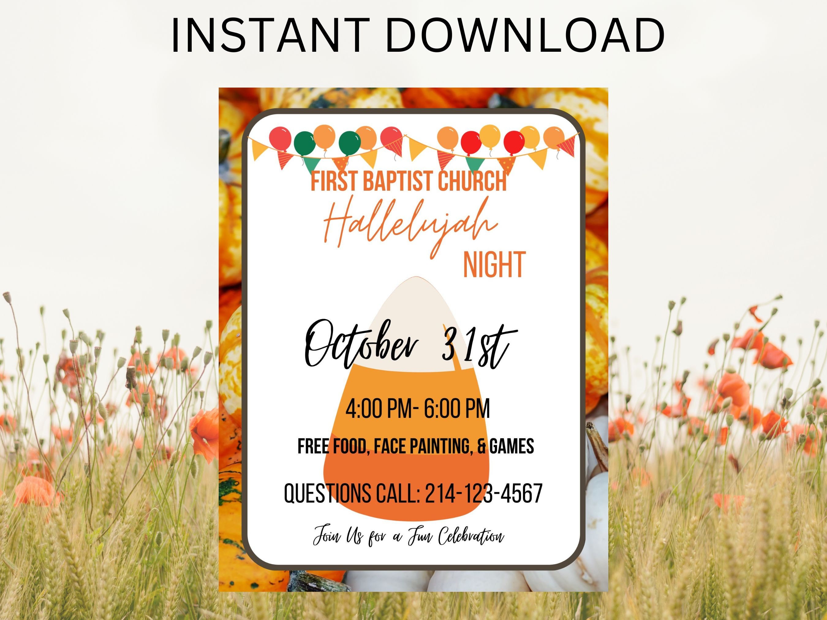 Hallelujah Night Flyer Template| Editable Flyer| Trunk or Treat Invite ...