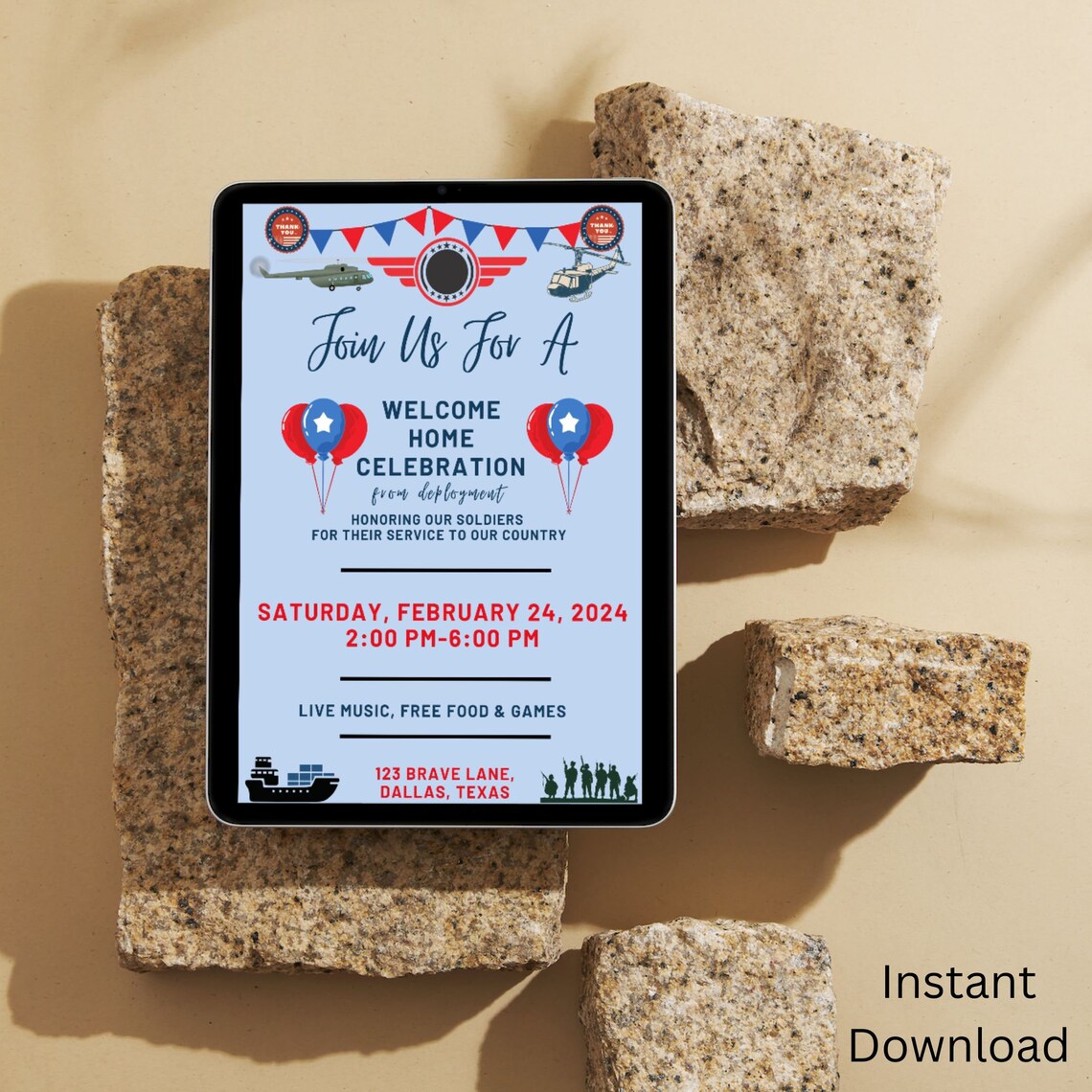 Military Homecoming Invitation Template, Welcome Home Deployment Party ...