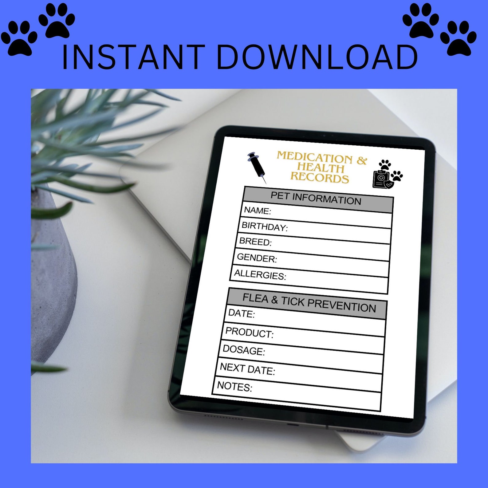 Pet Health Records Printable|pet Medication Tracker|dog or Cat ...