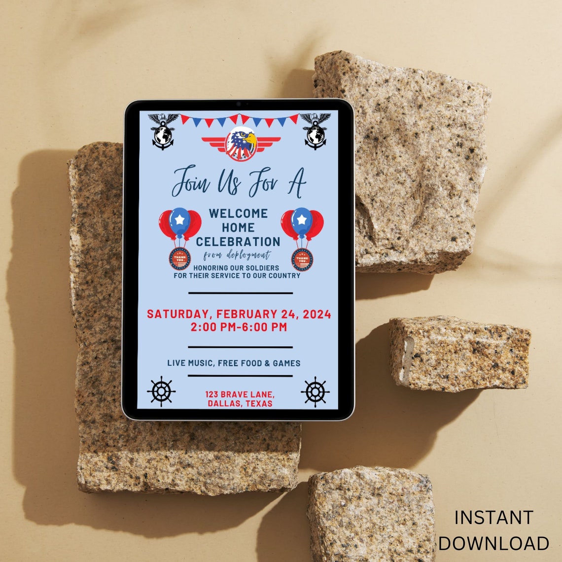 Welcome Home Deployment Invite Editable Template Military Homecoming ...