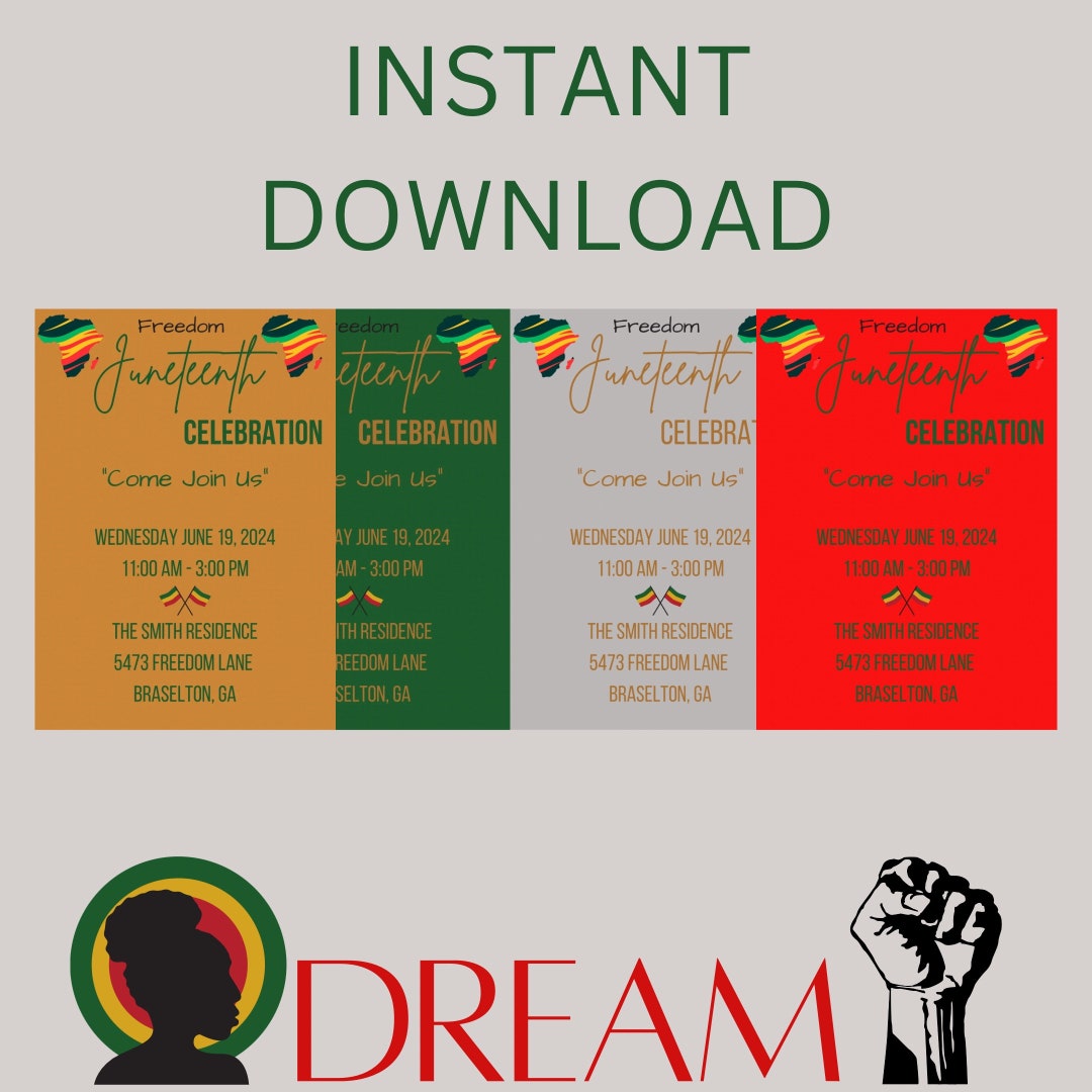 Juneteenth Celebration Invitation Template|freedom Day Invite|editable ...