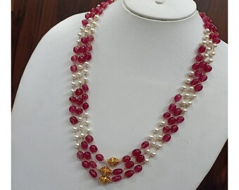 Three Layered String Mala, Kundan, Baruk Pearl, Tumble and Beads Mala ...