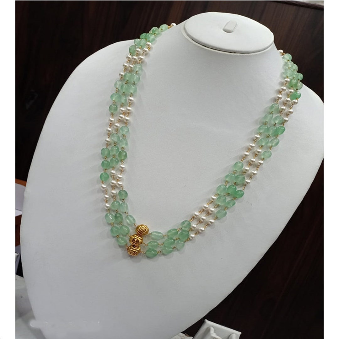 Three Layered String Mala, Kundan, Baruk Pearl, Tumble and Beads Mala ...
