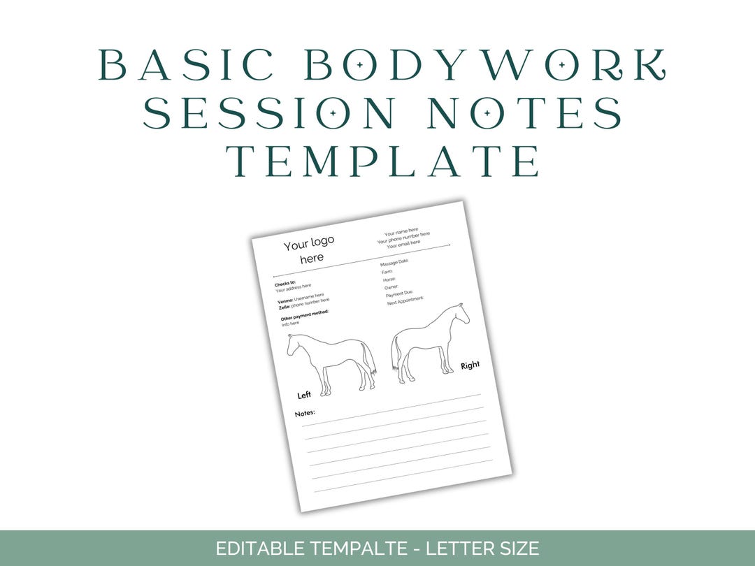 Equine Bodywork Session Notes Template - Editable Canva Form (digital ...