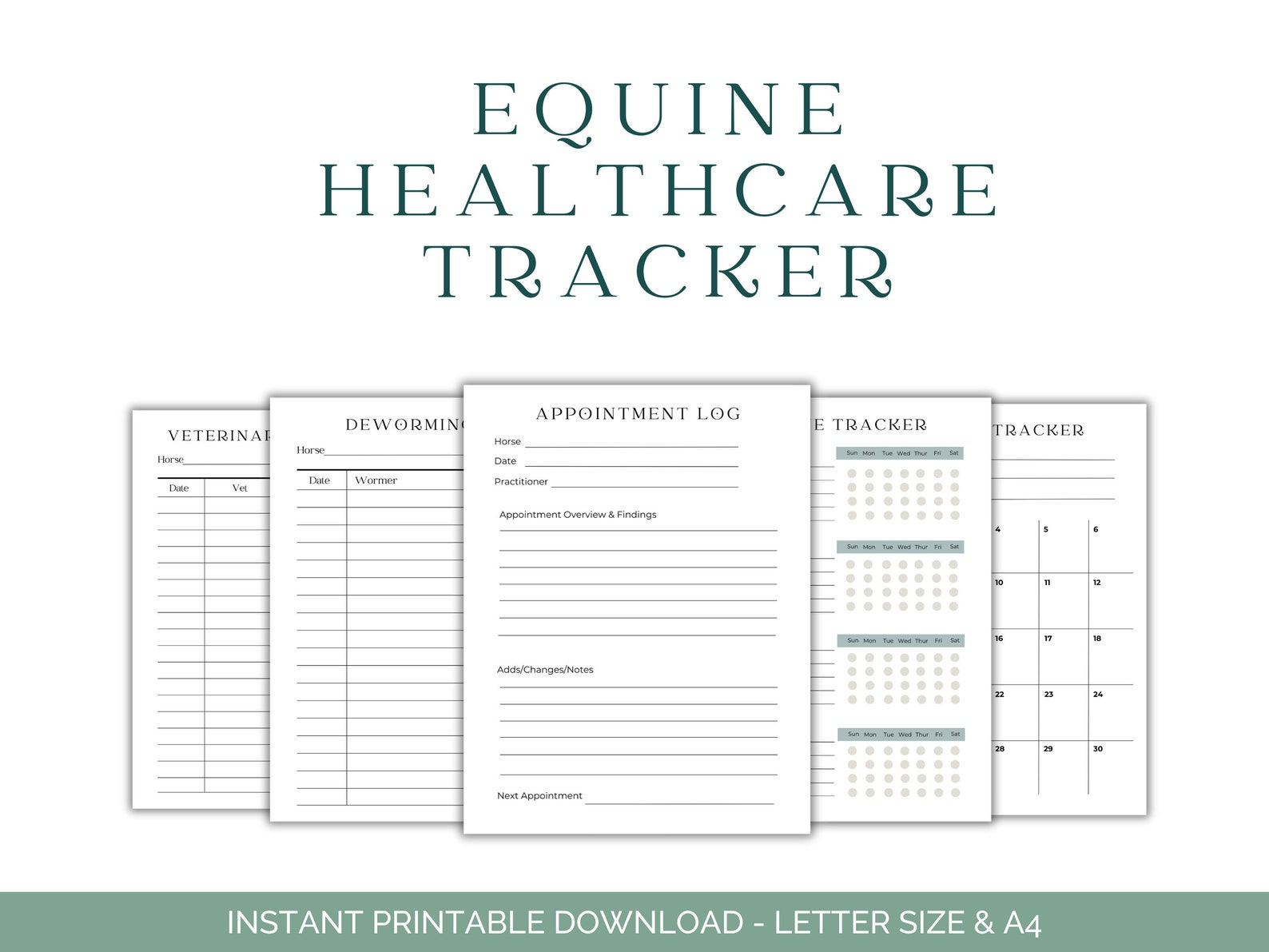 Horse Healthcare Tracker - Equine Health - Horse Care Log - Horse Care ...