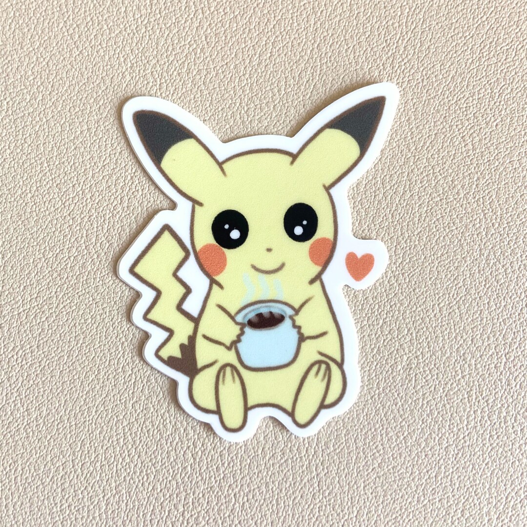 Coffee Lover Cute Chibi Pika Vinyl Matte Sticker - Etsy
