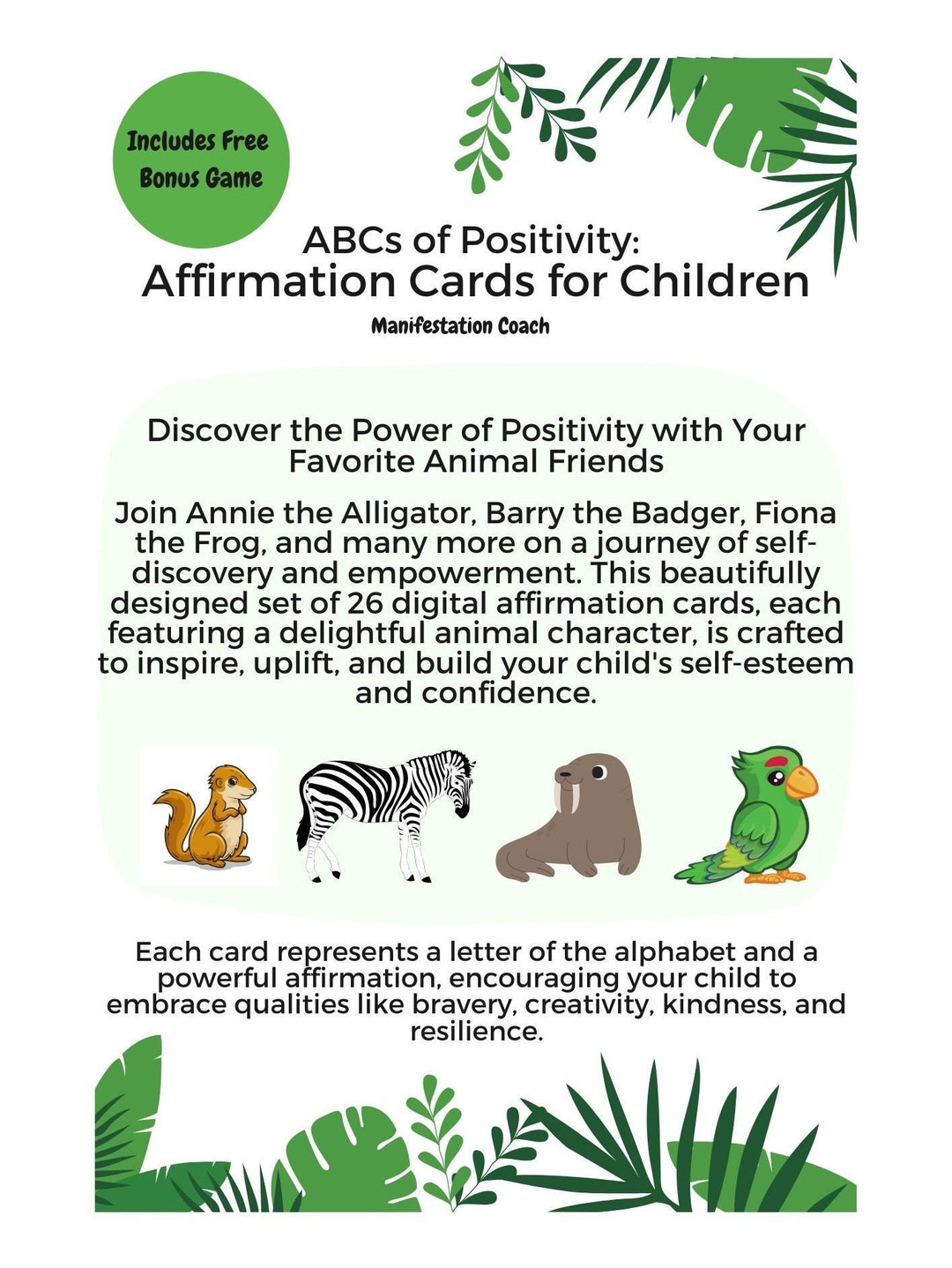 Abcs of Positivity: Printable Affirmation Cards & Memory Game for ...