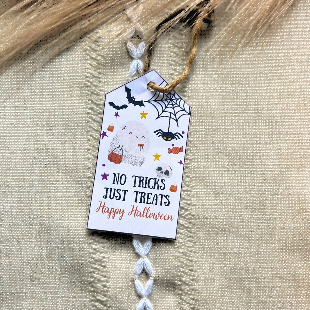 No Tricks Just Treats Halloween Gift Tag Printable Halloween - Etsy