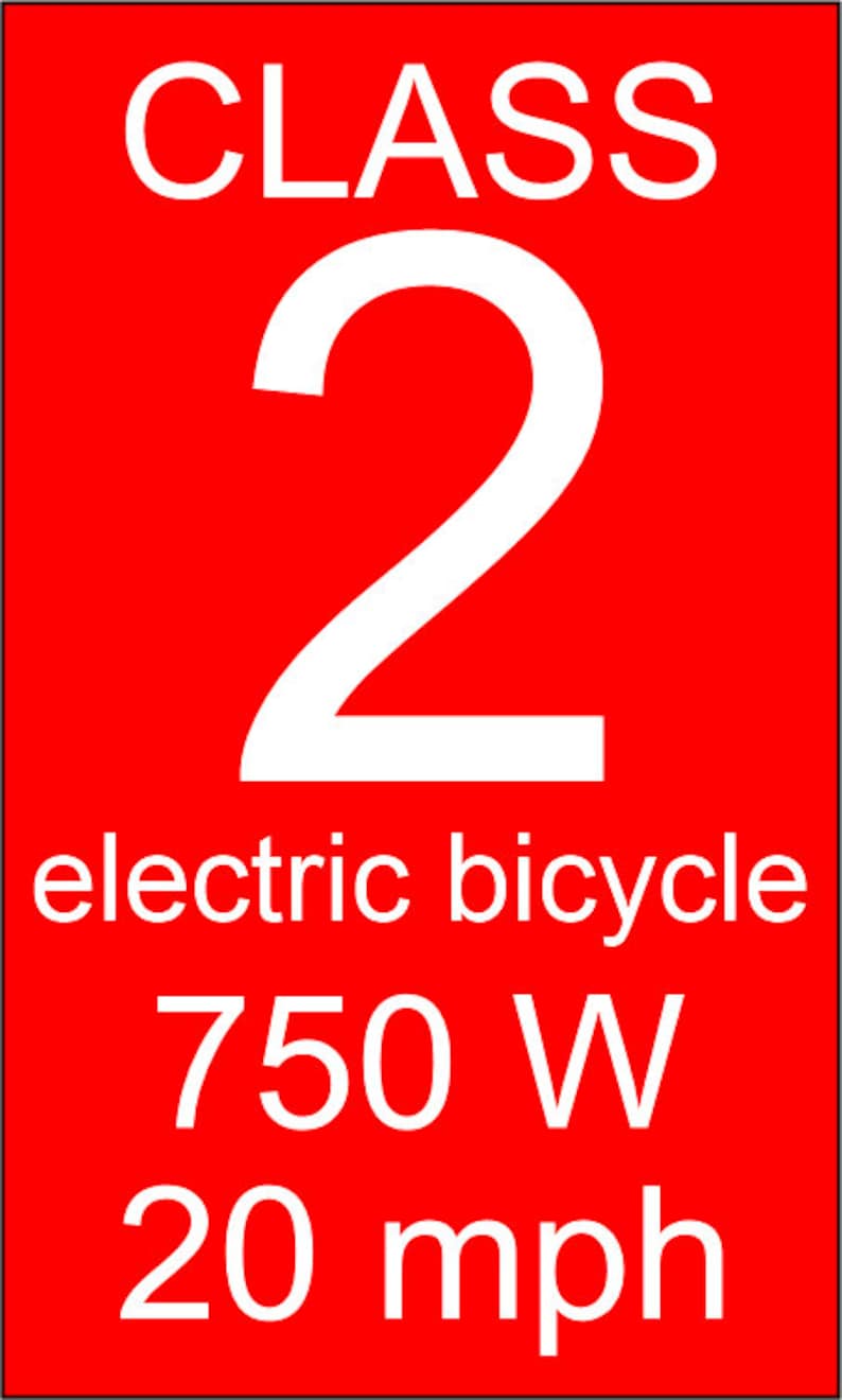 Class 2 E-bike Decal 750w 20mph (pack of 2) - Etsy