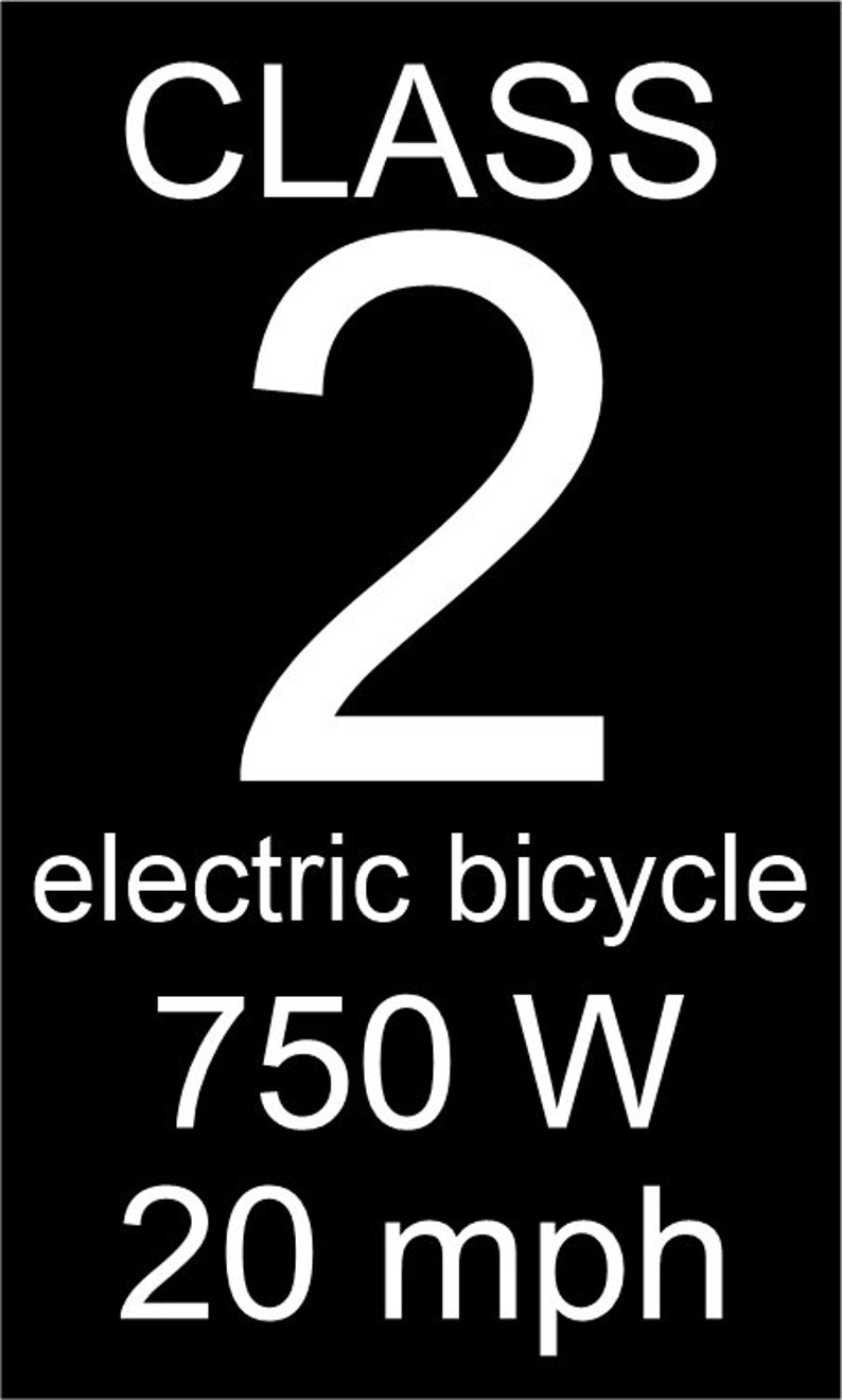 Class 2 E-bike Decal 750w 20mph (pack of 2) - Etsy
