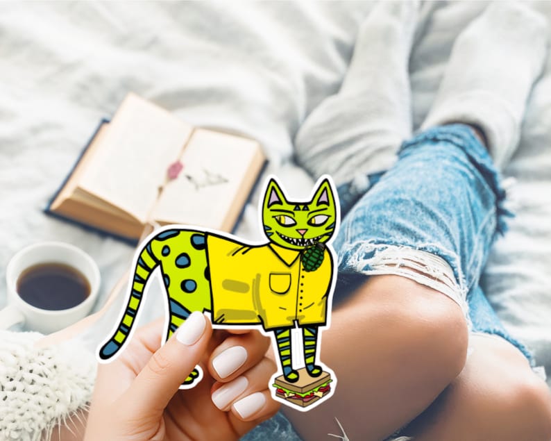 VINYL Sticker, Funny Bengal CAT Kiss-cut Decal, Mischievous Cats, Cat ...