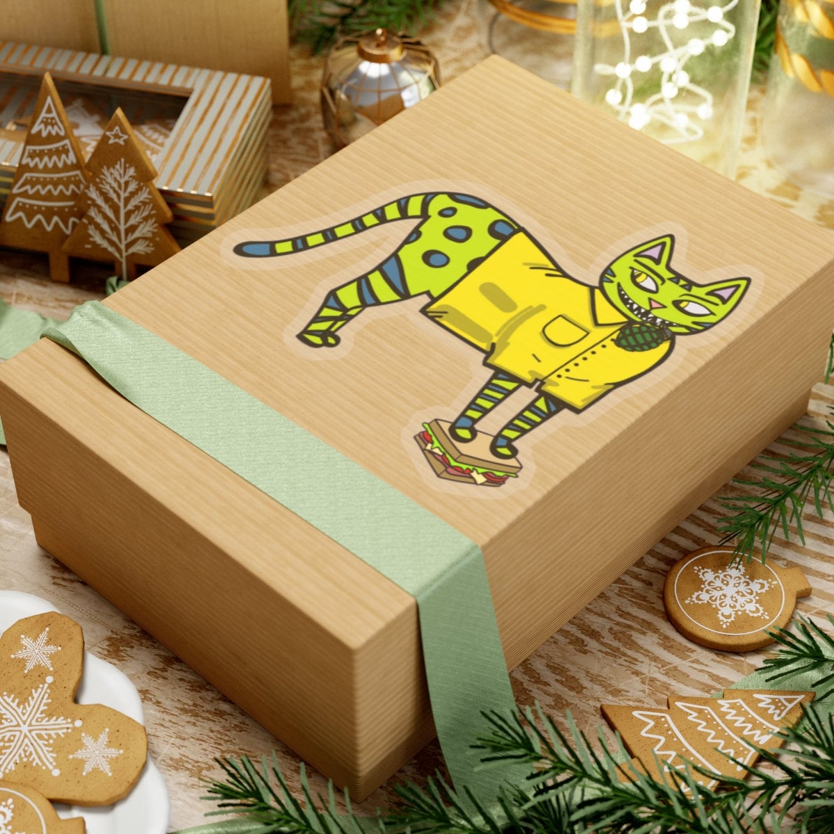 VINYL Sticker, Funny Bengal CAT Kiss-cut Decal, Mischievous Cats, Cat ...